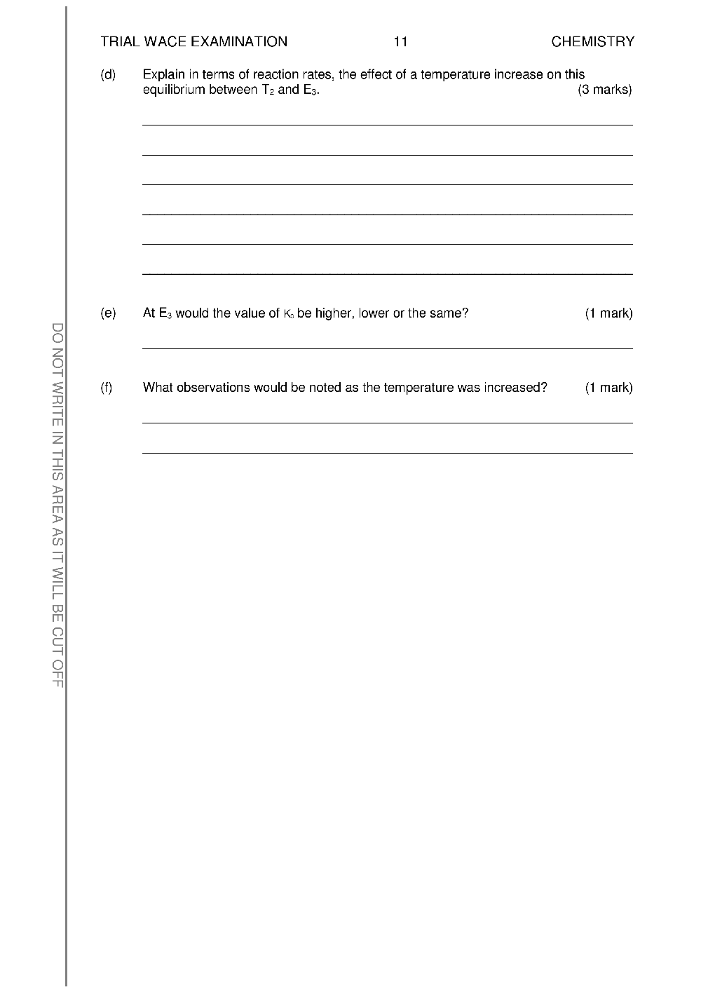 Trial WACE Examination Papers Chemistry Units 3 4
